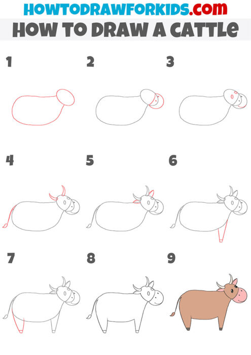 How to Draw Cattle - Easy Drawing Tutorial For Kids