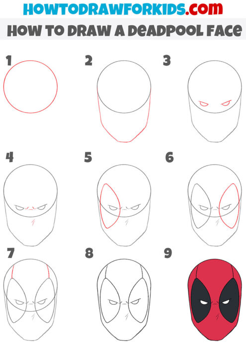 How to Draw a Deadpool Face - Easy Drawing Tutorial For Kids
