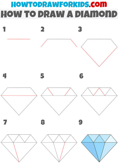 How to Draw a Diamond - Easy Drawing Tutorial For Kids
