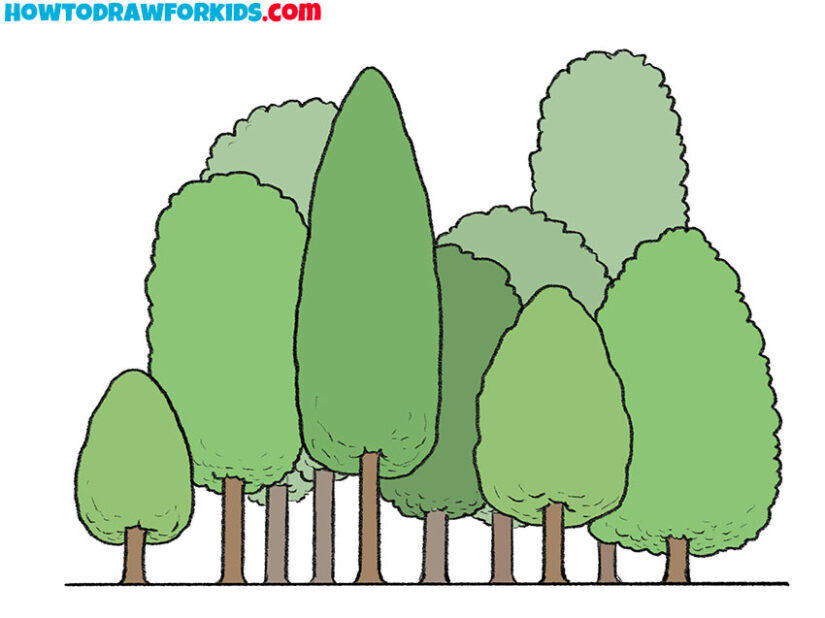 How to Draw a Forest - Easy Drawing Tutorial For Kids