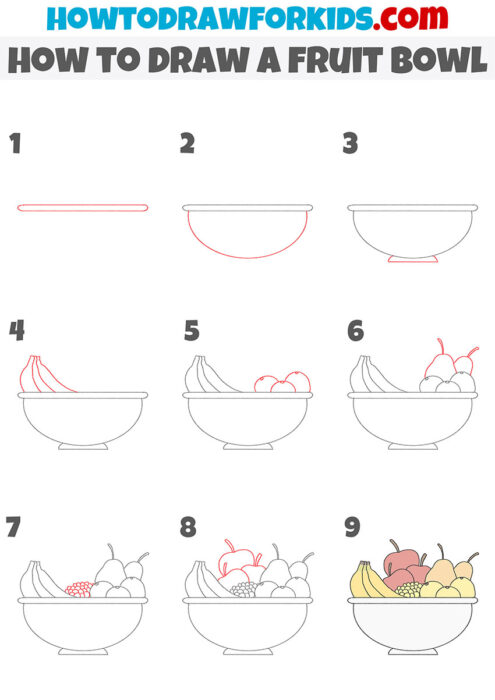 How to Draw a Fruit Bowl - Easy Drawing Tutorial For Kids