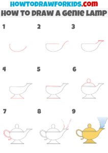 How to Draw a Genie Lamp - Easy Drawing Tutorial For Kids