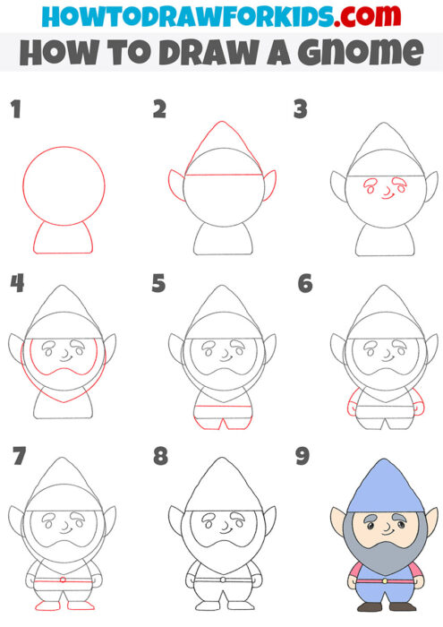 How to Draw a Gnome - Easy Drawing Tutorial For Kids