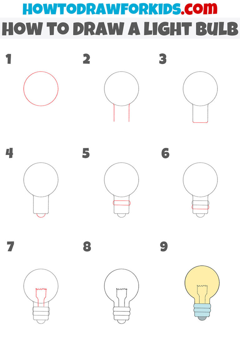 How to Draw a Light Bulb - Easy Drawing Tutorial For Kids