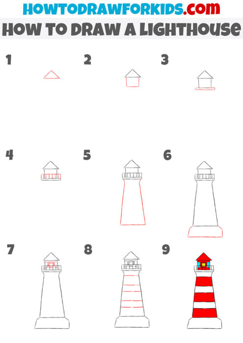 How to Draw a Lighthouse - Easy Drawing Tutorial For Kids