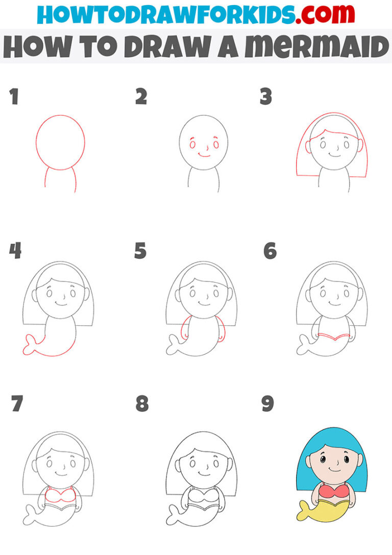 How to Draw a Mermaid - Easy Drawing Tutorial For Kids