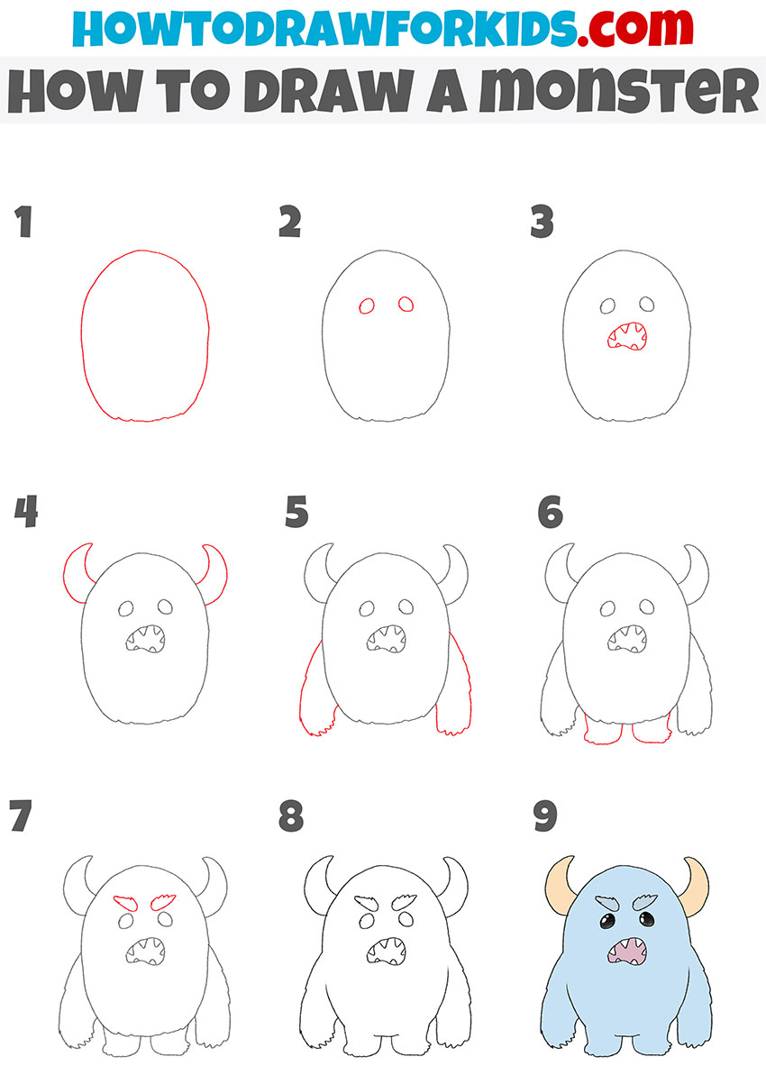 How To Draw A Monster Easy Drawing Tutorial For Kids How To Draw A Monster Easy Drawing Tutorial For Kids