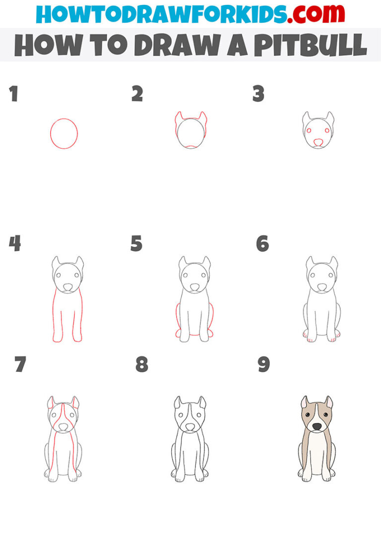 How to Draw a Pitbull - Easy Drawing Tutorial For Kids