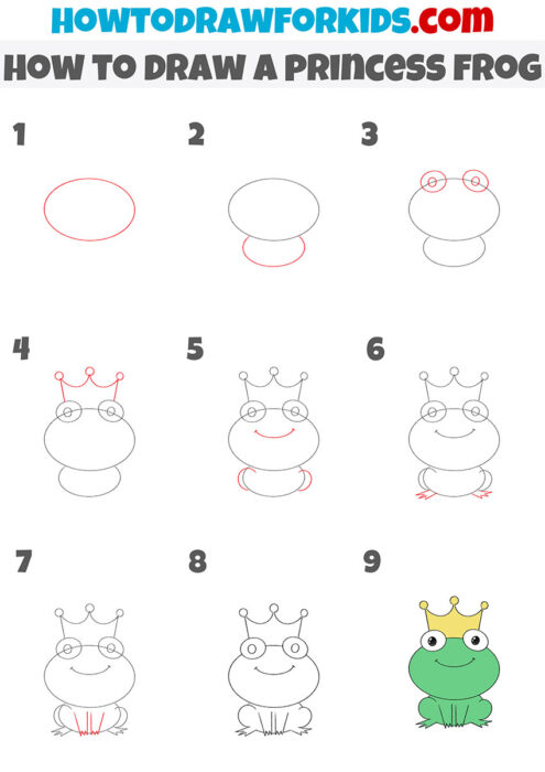 How to Draw a Princess Frog - Easy Drawing Tutorial For Kids