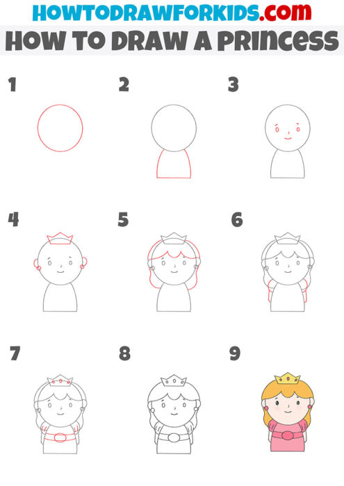 How to Draw a Princess - Easy Drawing Tutorial For Kids