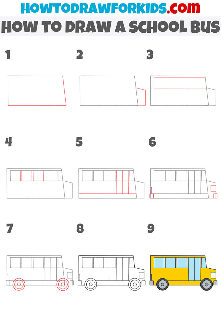 How to Draw a School Bus - Easy Drawing Tutorial For Kids