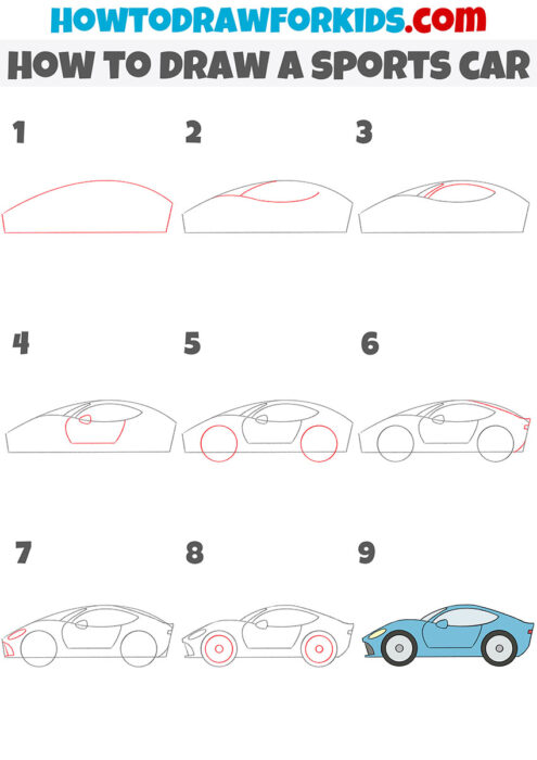 How to Draw a Sports Car - Easy Drawing Tutorial For Kids
