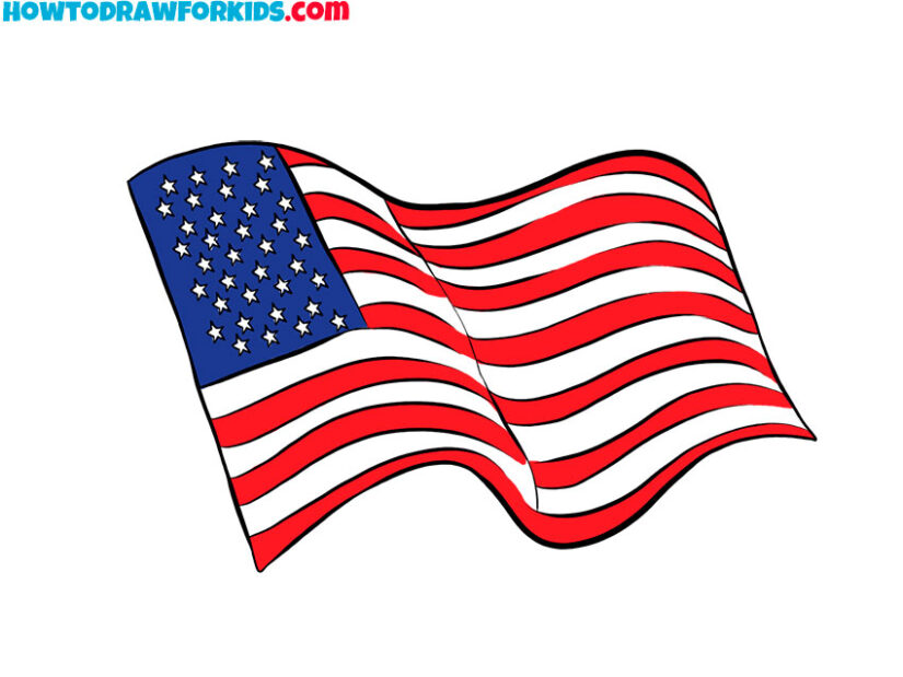 How to Draw a Wavy Flag - Easy Drawing Tutorial For Kids