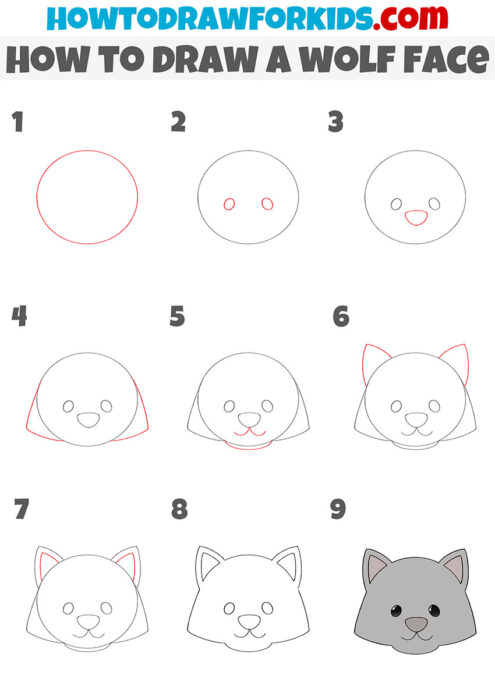 How to Draw a Wolf Face - Easy Drawing Tutorial For Kids