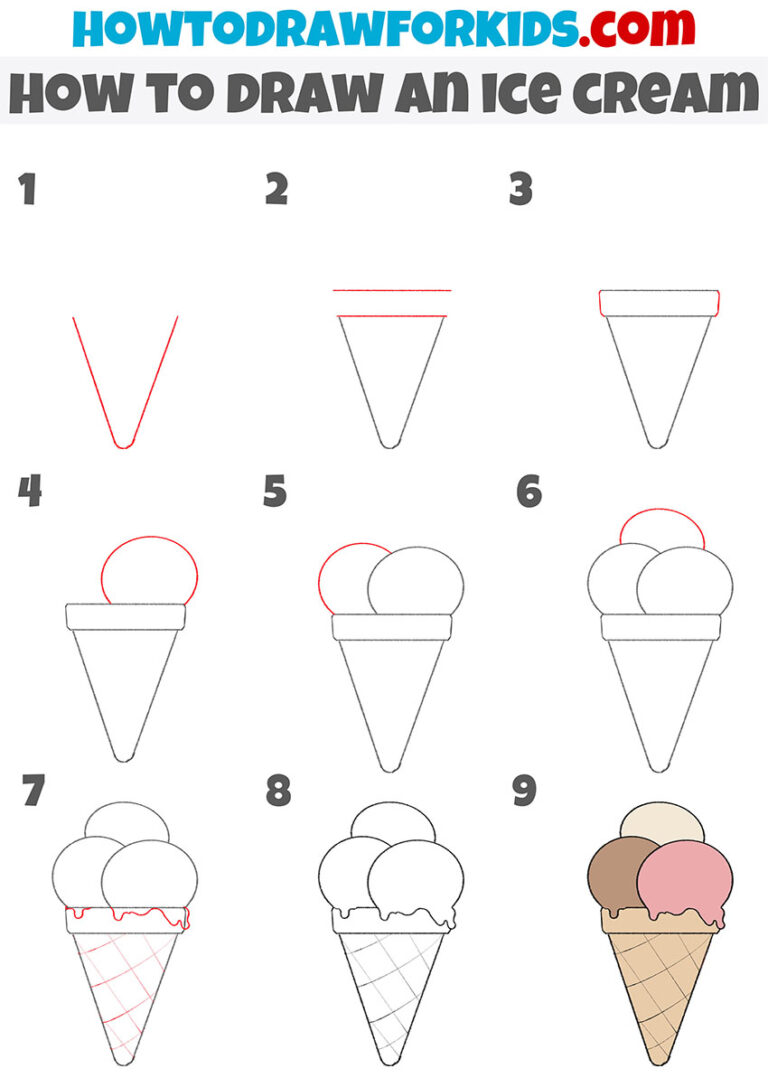 How to Draw Ice Cream - Easy Drawing Tutorial For Kids