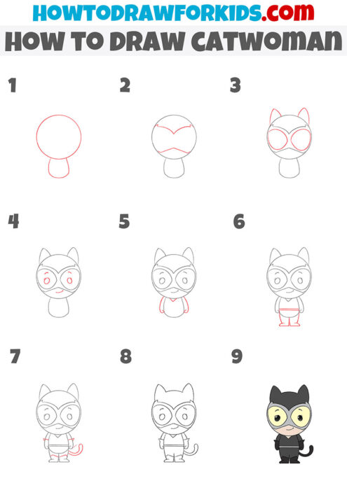 How to Draw Catwoman - Easy Drawing Tutorial For Kids