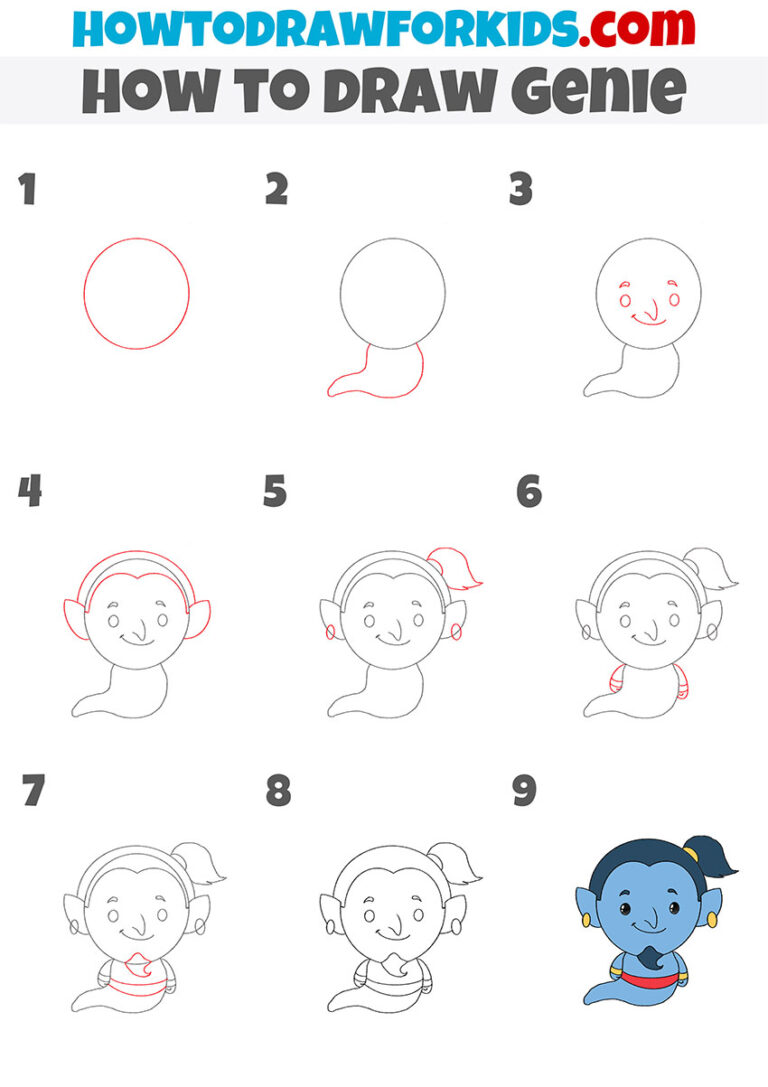 How to Draw the Genie - Easy Drawing Tutorial For Kids