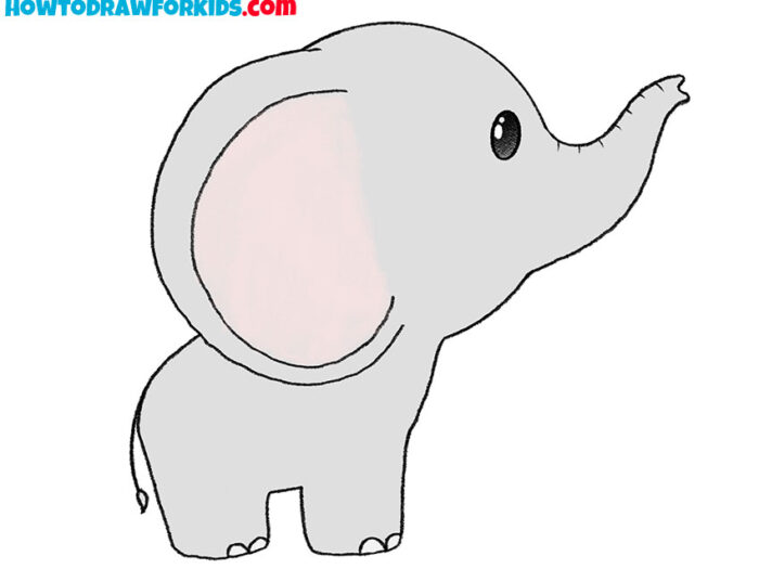How to Draw a Cute Elephant - Easy Drawing Tutorial For Kids