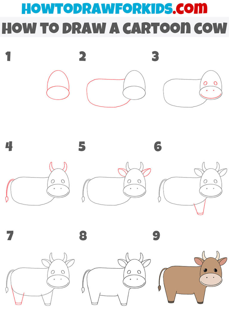 How to Draw a Cartoon Cow - Easy Drawing Tutorial For Kids