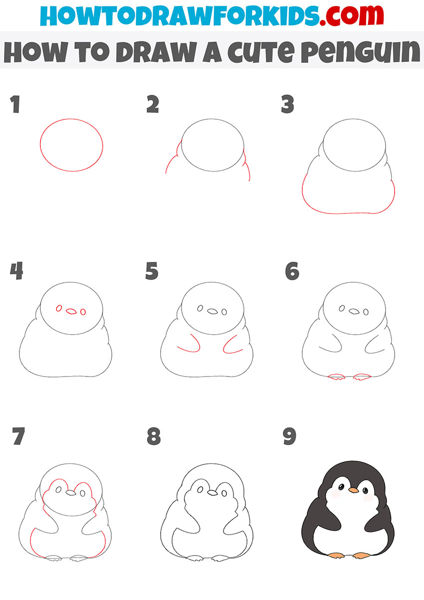 How To Draw A Cute Penguin Easy Drawing Tutorial For Kids