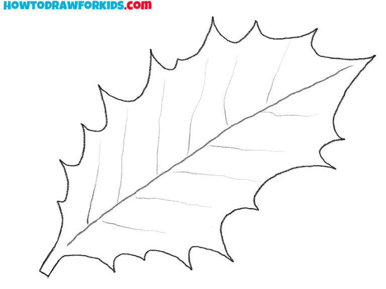 How to Draw a Holly Leaf - Easy Drawing Tutorial For Kids