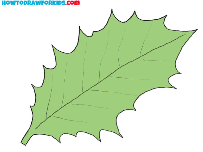 How to Draw a Holly Leaf - Easy Drawing Tutorial For Kids