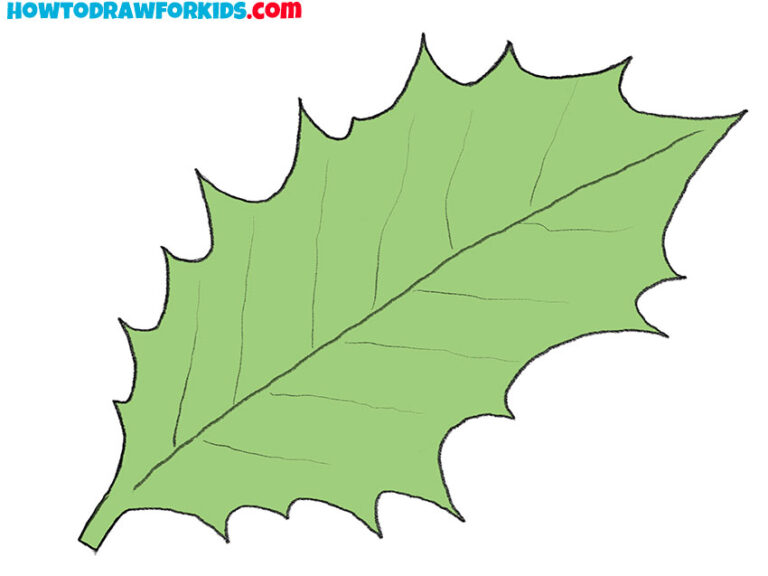 How to Draw a Holly Leaf - Easy Drawing Tutorial For Kids