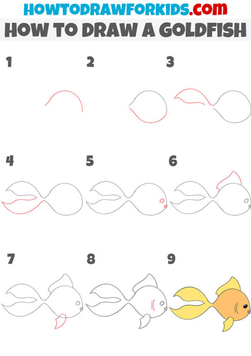 How to Draw a Goldfish - Easy Drawing Tutorial For Kids