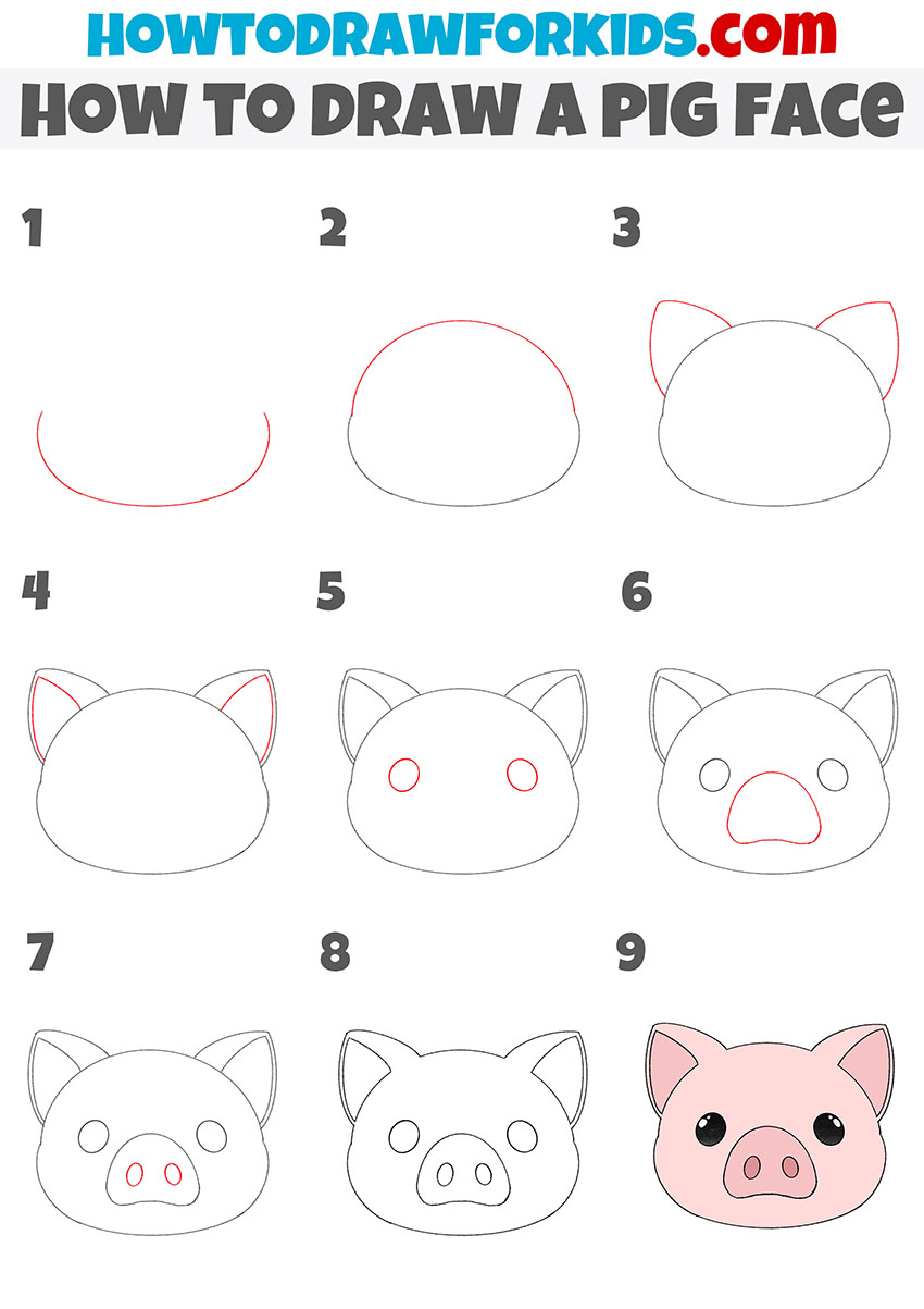 How To Draw A Pig Face Easy Drawing Tutorial For Kids