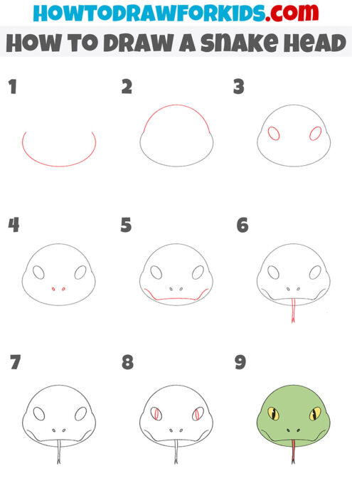 How to Draw a Snake Head - Easy Drawing Tutorial For Kids