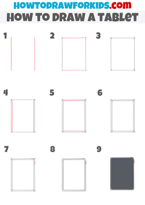 How to Draw a Tablet - Easy Drawing Tutorial For Kids