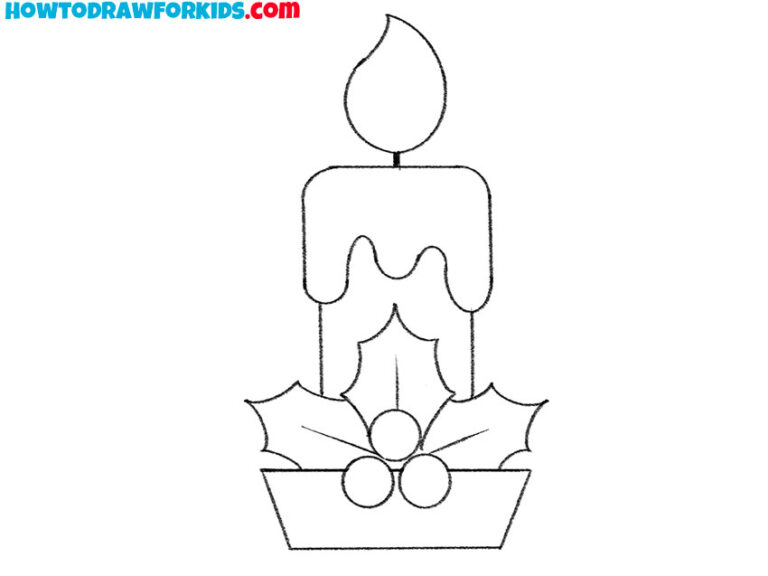 How to Draw a Christmas Candle - Easy Drawing Tutorial For Kids