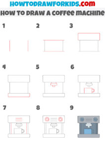 How to Draw a Coffee Machine - Easy Drawing Tutorial For Kids