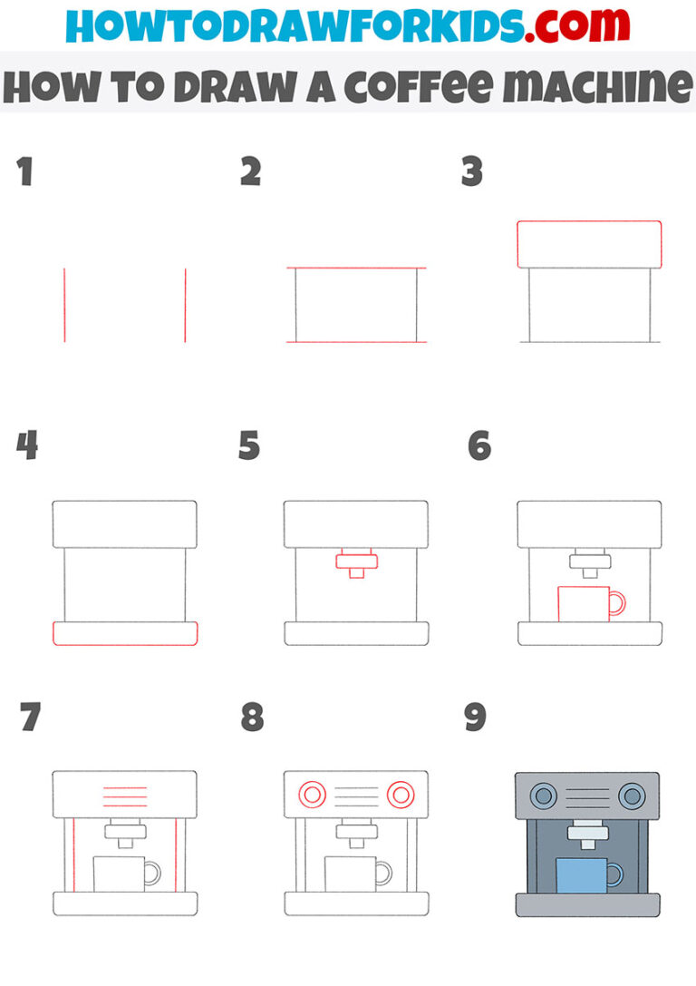 How to Draw a Coffee Machine - Easy Drawing Tutorial For Kids