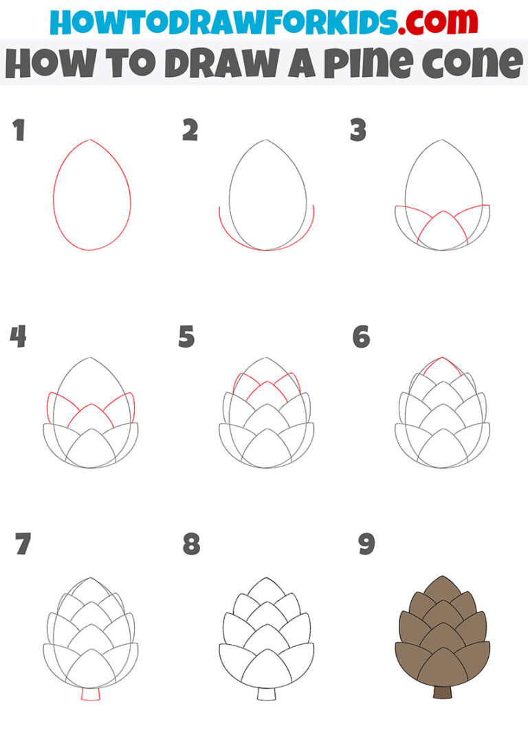 How to Draw a Pine Cone - Easy Drawing Tutorial For Kids