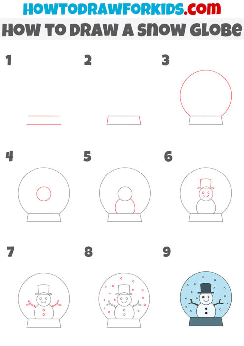 How to Draw a Snow Globe - Easy Drawing Tutorial For Kids