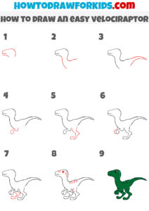 How to Draw a Velociraptor - Easy Drawing Tutorial For Kids