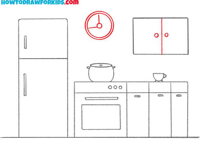 How to Draw a Kitchen - Easy Drawing Tutorial For Kids