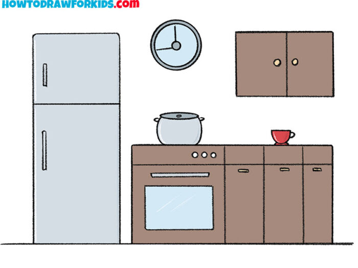 How to Draw a Kitchen - Easy Drawing Tutorial For Kids