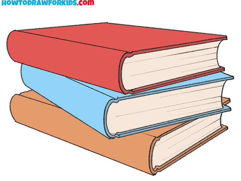 How to Draw Stacked Books - Easy Drawing Tutorial For Kids