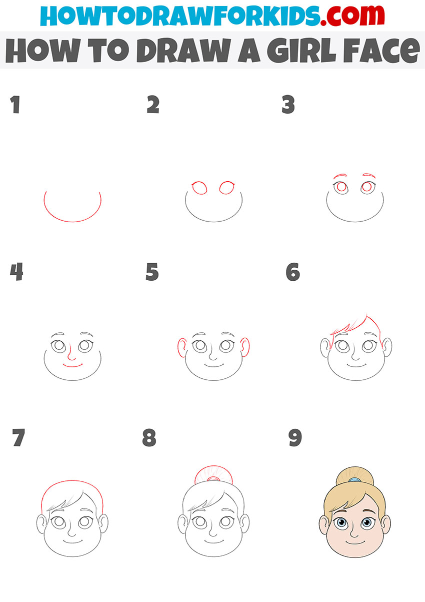 How To Draw A Girl s Face Easy Drawing Tutorial For Kids