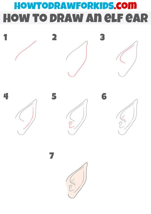 How to Draw an Elf Ear - Easy Drawing Tutorial For Kids