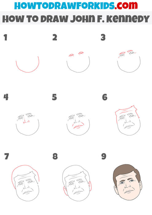 How to Draw John Kennedy - Easy Drawing Tutorial For Kids