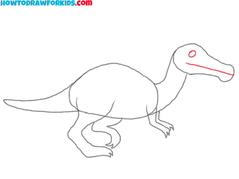 How to Draw Spinosaurus - Easy Drawing Tutorial For Kids
