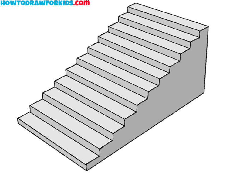 How to Draw 3D Stairs - Easy Drawing Tutorial For Kids