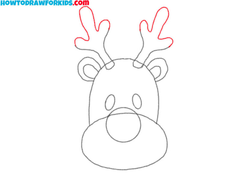 How to Draw a Reindeer Face - Easy Drawing Tutorial For Kids