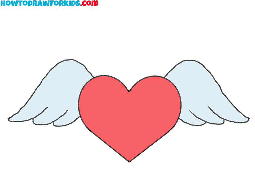 How To Draw A Heart With Wings Easy Drawing Tutorial For Kids