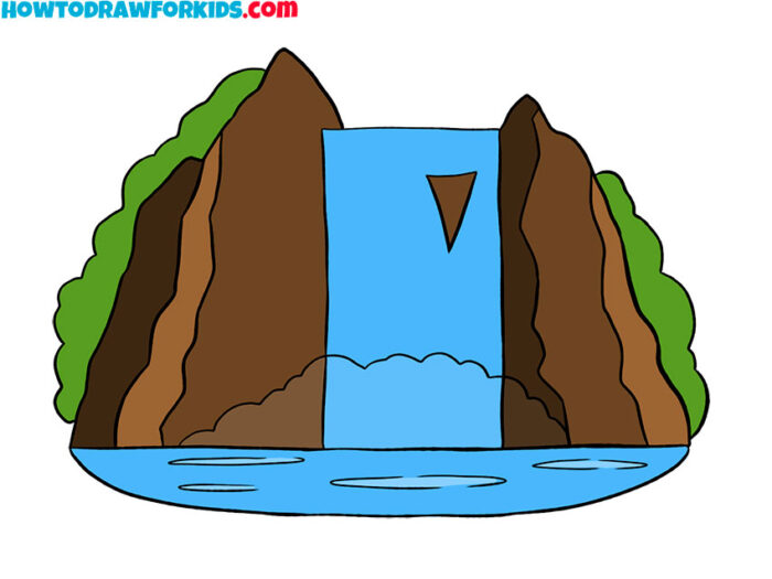 How to Draw a Waterfall - Easy Drawing Tutorial For Kids