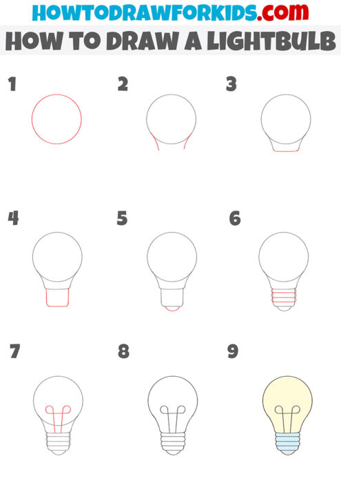 How to Draw a Light Bulb - Easy Drawing Tutorial For Kids