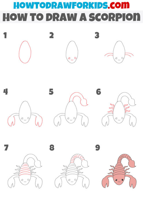 How to Draw a Scorpion - Easy Drawing Tutorial For Kids